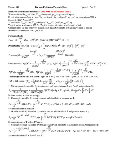 Midterm 1 Data Pdf Physical Chemistry Thermodynamics