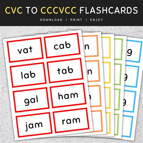 Flash Cards Mega Bundle Cvc To Cccvcc Words 10 Words Lists Set 1