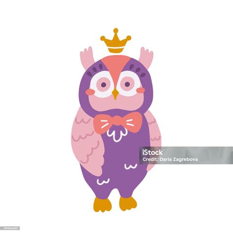 크라운과 활이있는 귀여운 올빼미 손으로 그린 스타일의 벡터 일러스트 레이 션 0명에 대한 스톡 벡터 아트 및 기타 이미지 0명 공주 귀여운 Istock