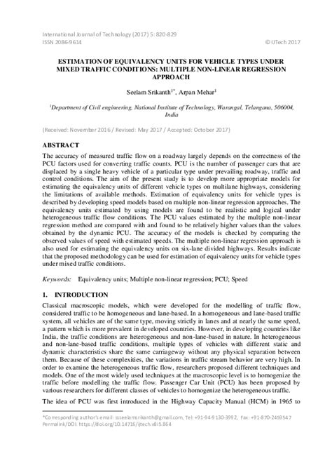pdf estimation of equivalency units for vehicle types under mixed