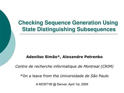 ppt checking sequence generation using state distinguishing