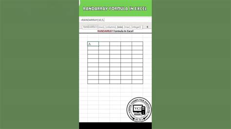 Randarray Formula In Excel 💥💥excel Excelformulas Computer Gk