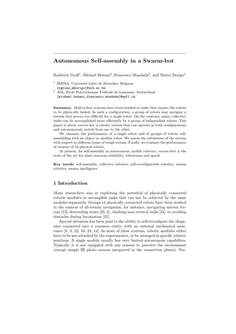 pdf autonomous self assembly in a swarm bot