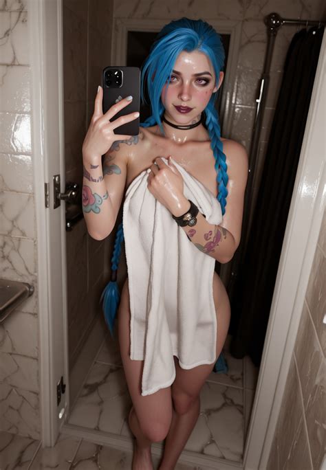 Rule 34 2025 After Shower Ai Generated Arcane Arcane Jinx Bathroom Big Breasts Blue Hair Braid