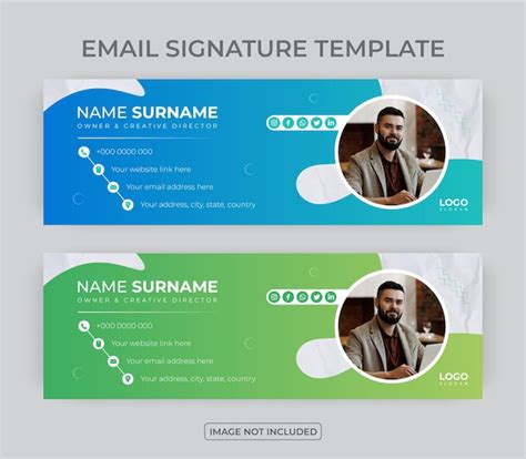 이메일 서명 템플릿 또는 소셜 미디어 표지 디자인 프리미엄 벡터
