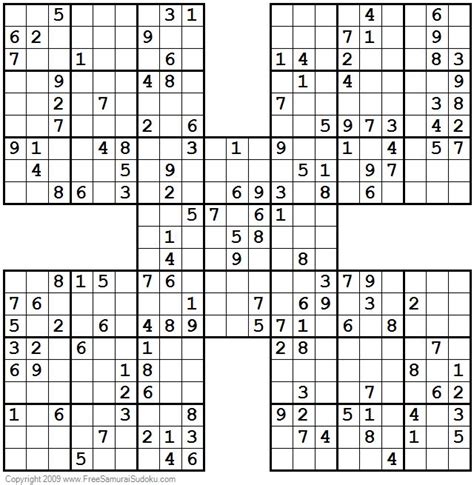 Samurai Sudoku Rules Templates Printable