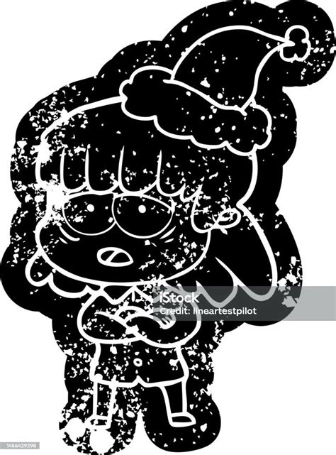 산타 모자를 쓰고 피곤한 여자의 기발한 만화 고민 아이콘 기진맥진에 대한 스톡 벡터 아트 및 기타 이미지 기진맥진 낙서 드로잉 만화 Istock