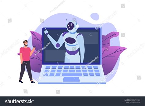 Chatbot Concept Man Talking Robot Customer ภาพประกอบสต็อก 1825769324 Shutterstock