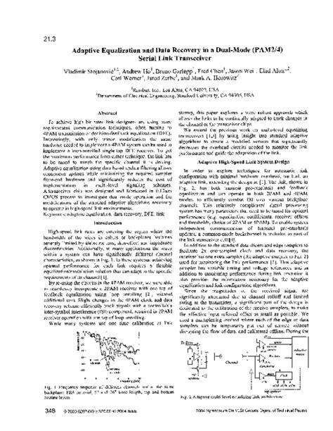Pdf Adaptive Equalization And Data Recovery In A Dual Mode Pam2 4 Serial Link Transceiver