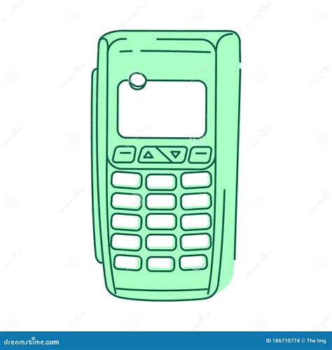 Nfc Device Payment Terminal Green Linear Object Stock Vector Illustration Of Scanner Flat