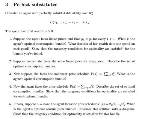 Solved 3 Perfect Substitutes Consider An Agent With