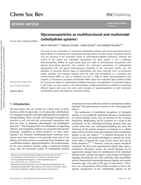 Pdf Cheminform Abstract Glyconanoparticles As Multifunctional And Multimodal Carbohydrate Systems