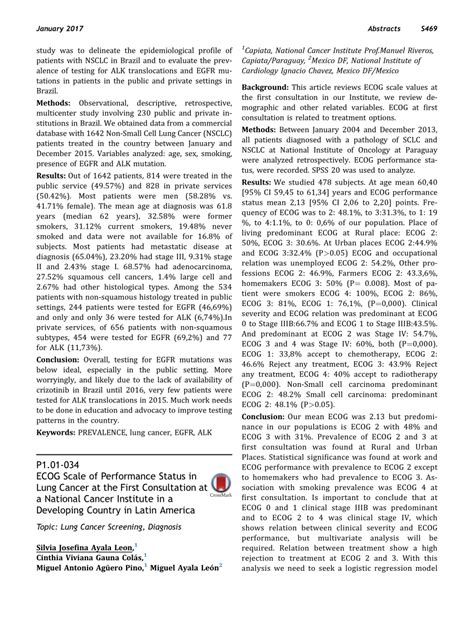 PDF P1 01 034 ECOG Scale Of Performance Status In Lung Cancer At The First Consultation At A