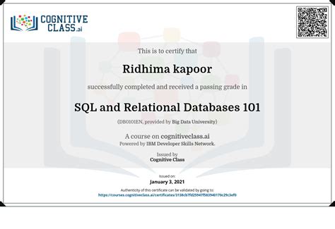 Big Data University Db0101en Certificate Cognitive Class