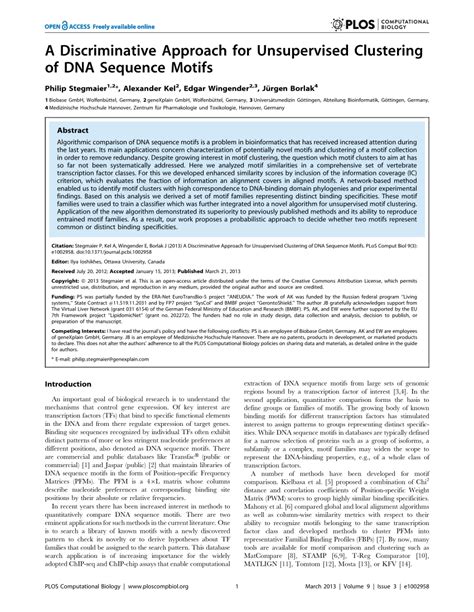pdf a discriminative approach for unsupervised clustering of dna