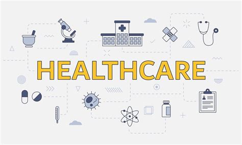 Healthcare Concept With Icon Set With Big Word Or Text 3297764 Vector