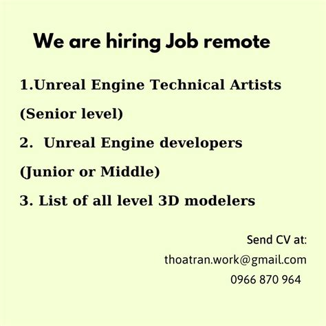 thoa tran on linkedin remote fulltome unreal 3dmodeler remote