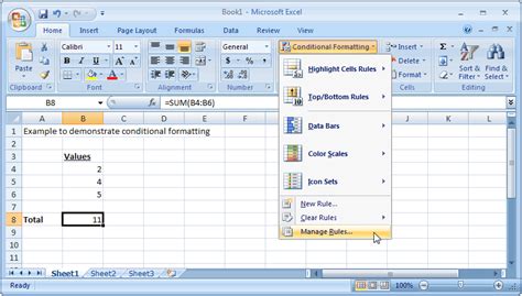 MS Excel 2007 Change The Font Color Based On The Value In The Cell