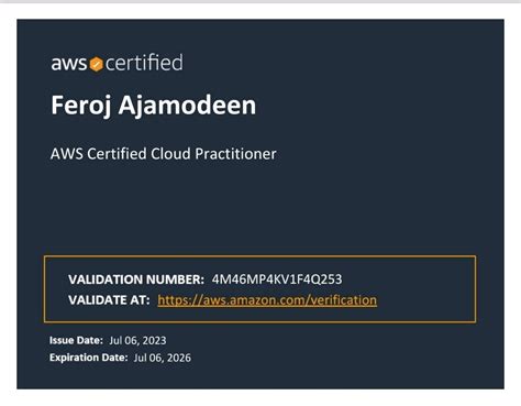 Feroj Ajamodeen On Linkedin Aws Certificate