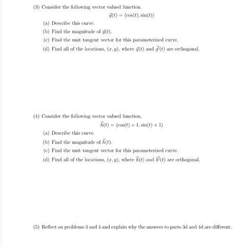 Solved 3 Consider The Following Vector Valued Function