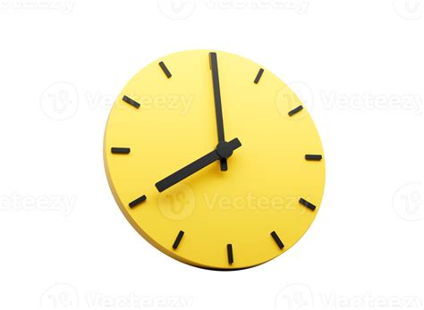 3d Simple Yellow Round Wall Clock 8 Oclock Eight Oclock 3d