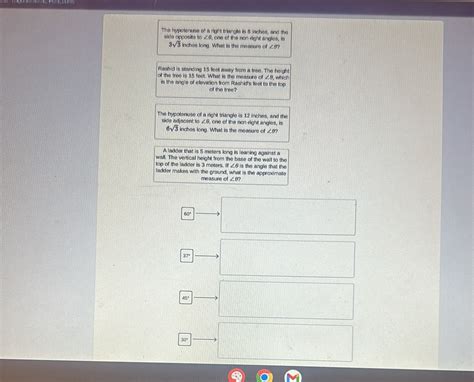 Solved The Hypotenuse Of A Right Triangle Is 6 Inches And The Side