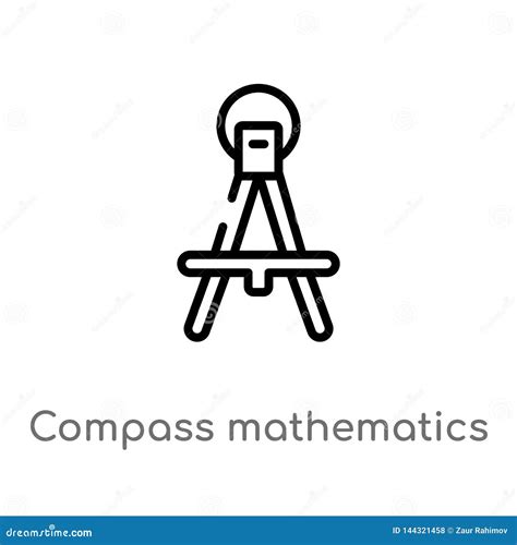Outline Compass Mathematics Tool For Drawing Circles Vector Icon Isolated Black Simple Line