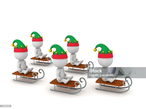 3 D 자 엘프 모자 탑승형 슬레드 3차원 형태에 대한 스톡 사진 및 기타 이미지 3차원 형태 겨울 계절 Istock