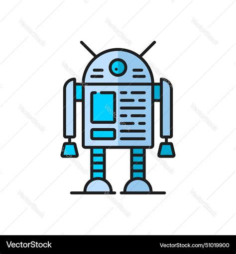 Retro Robot Virtual Bot Or Droid Thin Line Icon Vector Image