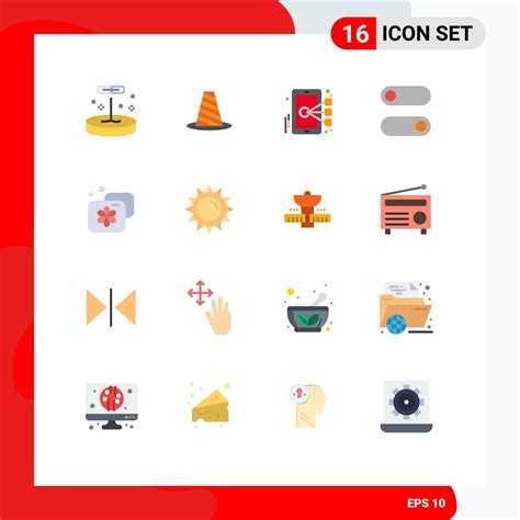 16 Thematic Vector Flat Colors And Editable Symbols Of Accommodation Switch Stop Control Mobile