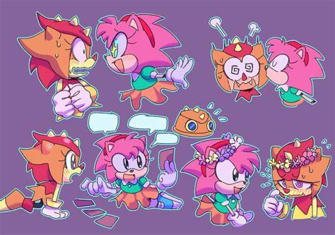 Amy Rose And Trip The Sungazer Sonic And 1 More Drawn By Kaylla