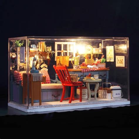 Diy миниатюрный деревянный кукольный дом наборы мебели игрушки ручной работы набор миниатюрных