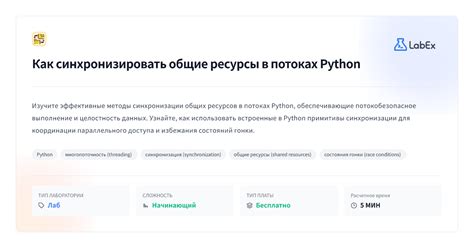 Как синхронизировать общие ресурсы в потоках Python Labex