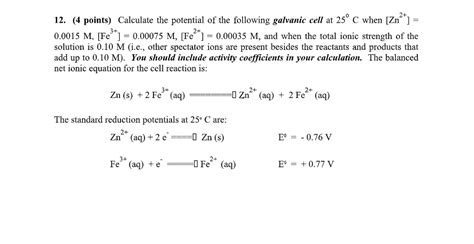 Solved 12 4 Points Calculate The Potential Of The