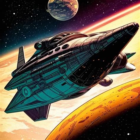 Ai Art Generator A Spaceship In Space A Planet In Background Comic Book Style