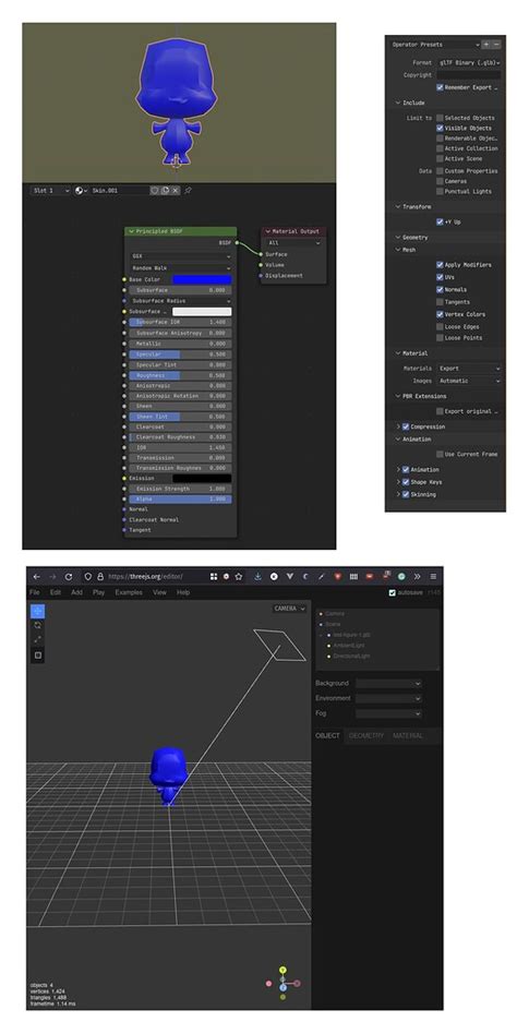 Material Of GLTF Model Changes After Exporting It From Threejs Org Editor Questions Three Js
