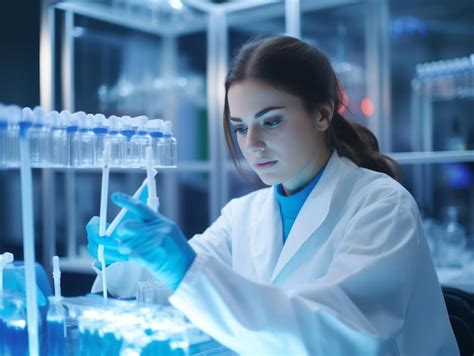 Premium Ai Image Female Scientist Conducting Experiments In A High Tech Lab