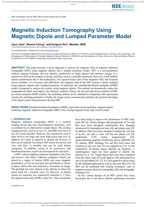 Pdf Magnetic Induction Tomography Using Magnetic Dipole And Lumped Parameter Model
