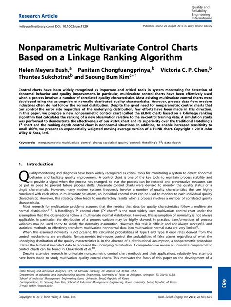 Pdf Nonparametric Multivariate Control Charts Based On A Linkage Ranking Algorithm Dokumentips