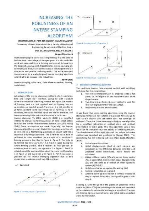 Increasing The Robustness Of An Inverse Stamping Algorithm Mm Science Journal