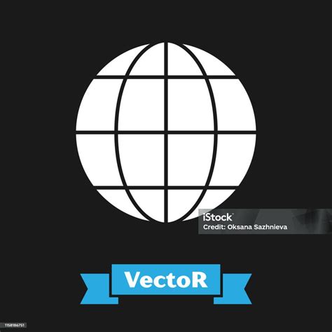 검은 배경에 고립 된 화이트 어스 글로브 아이콘입니다 세계 또는 지구 기호입니다 글로벌 인터넷 기호입니다 기하학적 모양입니다 벡터 일러스트레이션 0명에 대한 스톡 벡터 아트