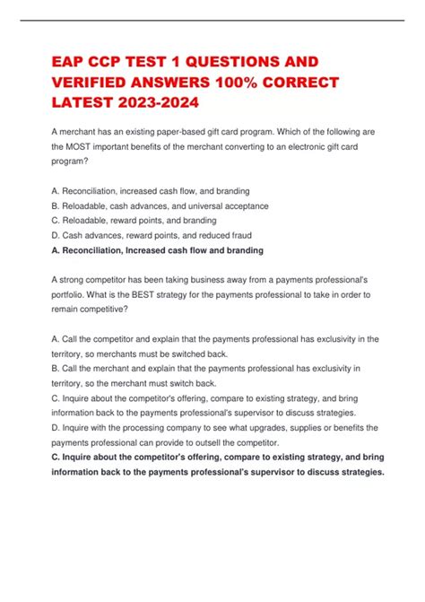 Eap Ccp Test 1 Questions And Verified Answers 100 Correct Latest Eap