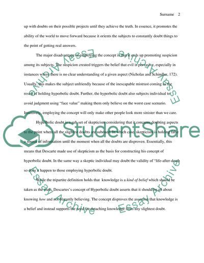 Explain Descartess Concept Of Hyperbolic Doubt Essay