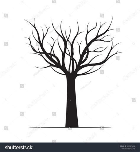 Winter Naked Tree Vector Outline Illustration เวกเตอรสตอก ปลอดคาลขสทธ 1831276882