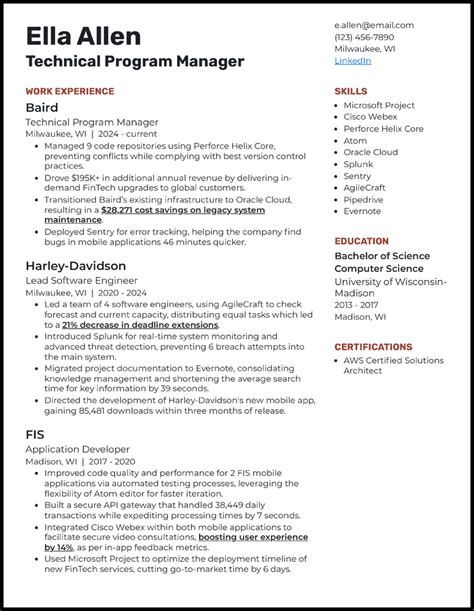Technical Program Manager Resume Examples For