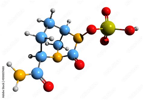 3d Image Of Avibactam Skeletal Formula Molecular Chemical Structure