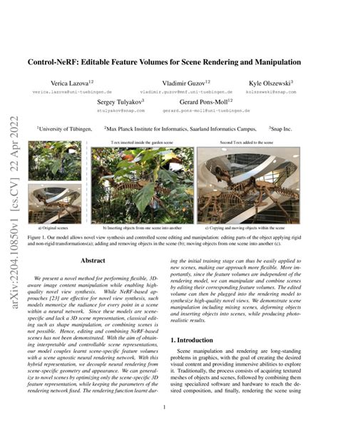 Control Nerf Editable Feature Volumes For Scene Rendering And Manipulation Deepai