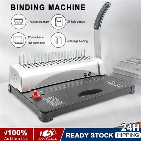 Comb Binding Machine 12 Punched Sheets Silver Office A4 Comb Binding Comb Binding Machine 12 Punched Sheets Silver Office A4 Comb Binding