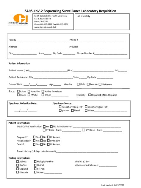 Fillable Online Sars Cov 2 Laboratory Requisition Form Fax Email Print Pdffiller