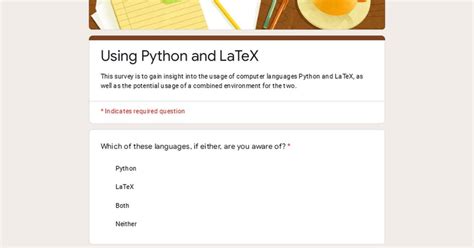 Using Python and LaTeX : r/takemysurvey